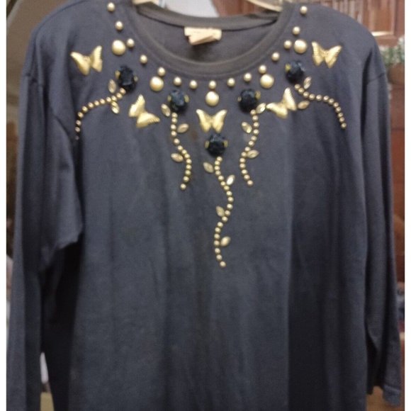 Bobbie Brooks | Tops | Vintage Womens Boho Ls Top Xl Navy Bobbie Brooks ...